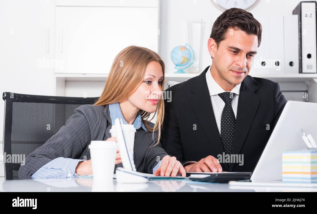 Business team working with computer Stock Photo - Alamy