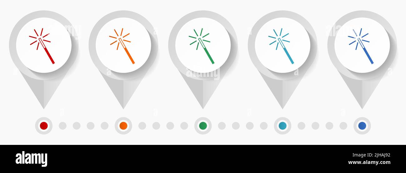 Magic wand concept vector icons, editable infographic template, set of ...