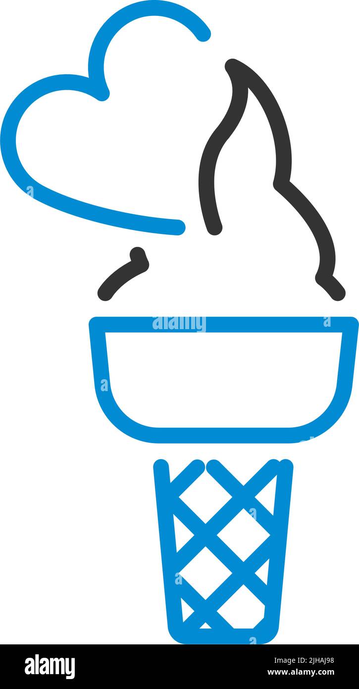 Valentine Icecream With Heart Icon. Editable Bold Outline With Color ...