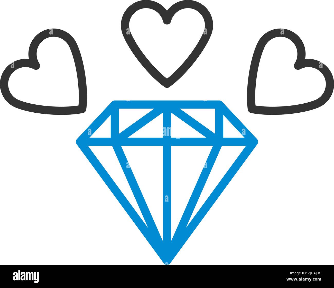 Diamond With Hearts Icon. Editable Bold Outline With Color Fill Design ...
