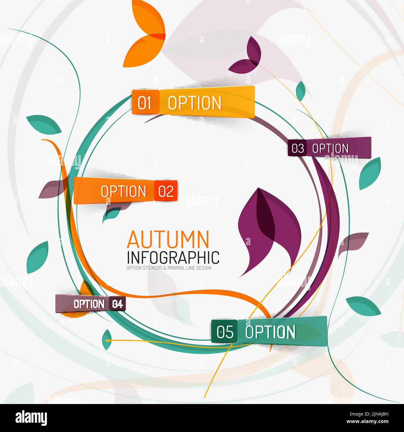 Vector floral design swirl autumn infographic report, banner with ...