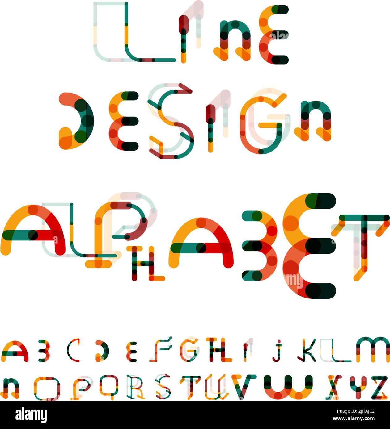 Minimal line segments design alphabet, font, typeface isolated on white ...