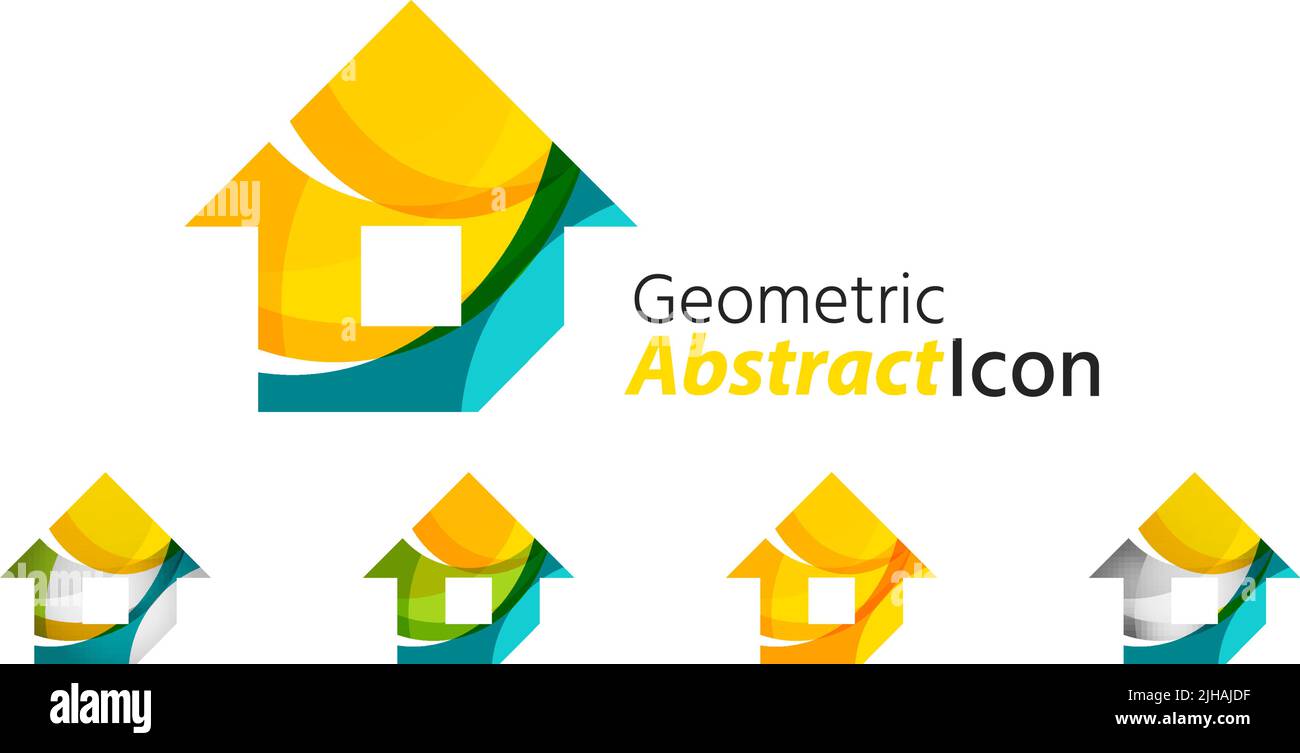 Set of abstract geometric company logo home, house, building. Vector ...
