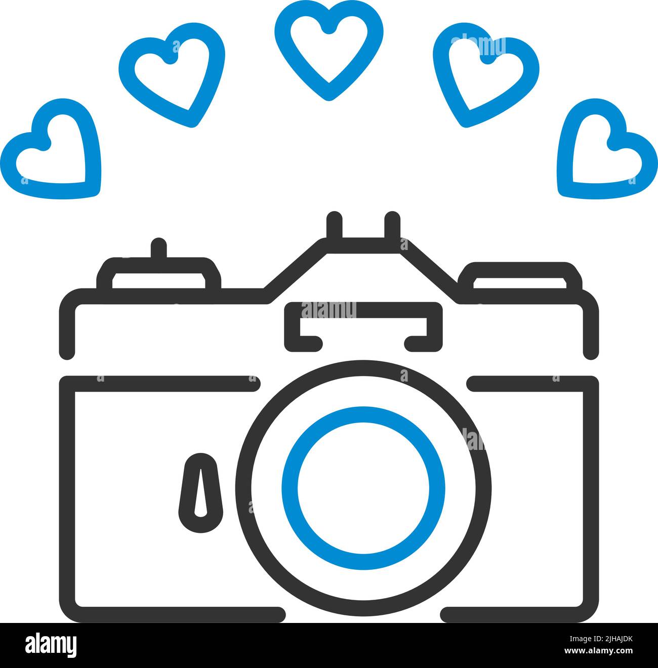 Camera With Hearts Icon. Editable Bold Outline With Color Fill Design ...