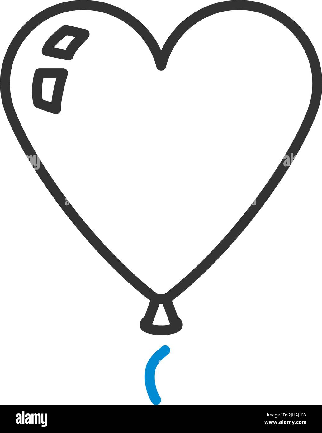 Heart Shape Balloon Icon. Editable Bold Outline With Color Fill Design ...