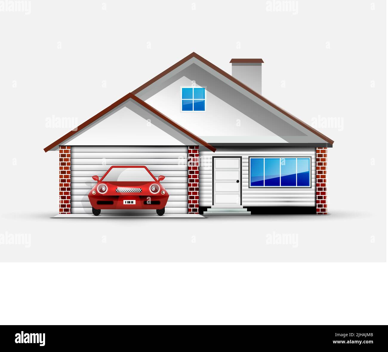 House and red sports car near garage. Vector Stock Vector Image & Art ...