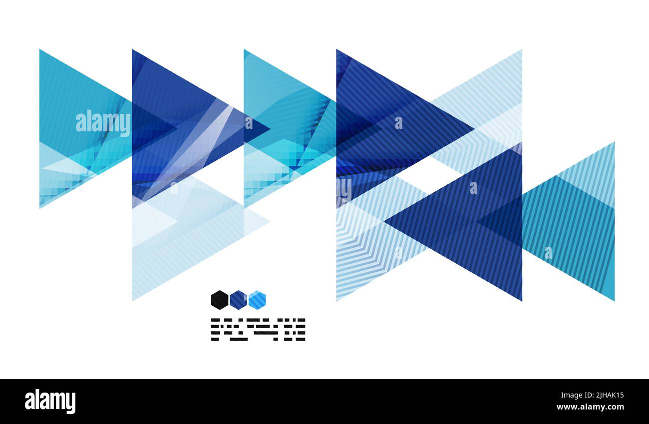 Bright blue textured geometric shapes isolated on white - modern design ...