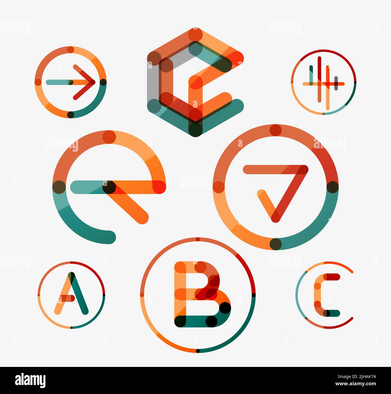 Logo set thin line clean style - business icons, branding emblems Stock ...