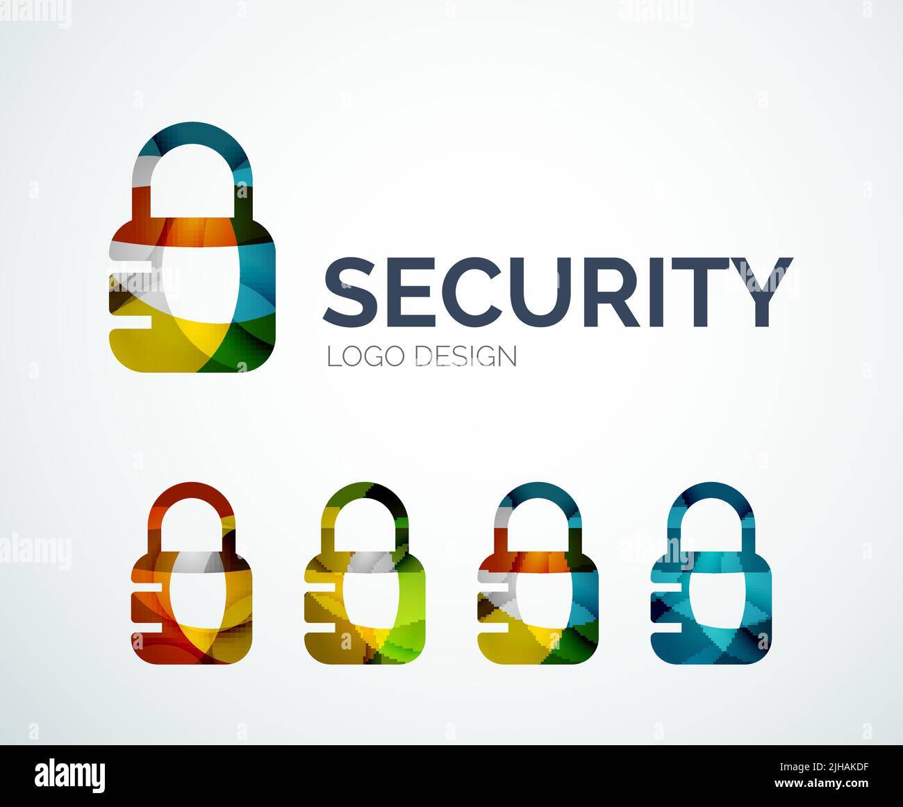 Abstract lock logo design made of color pieces - various geometric ...