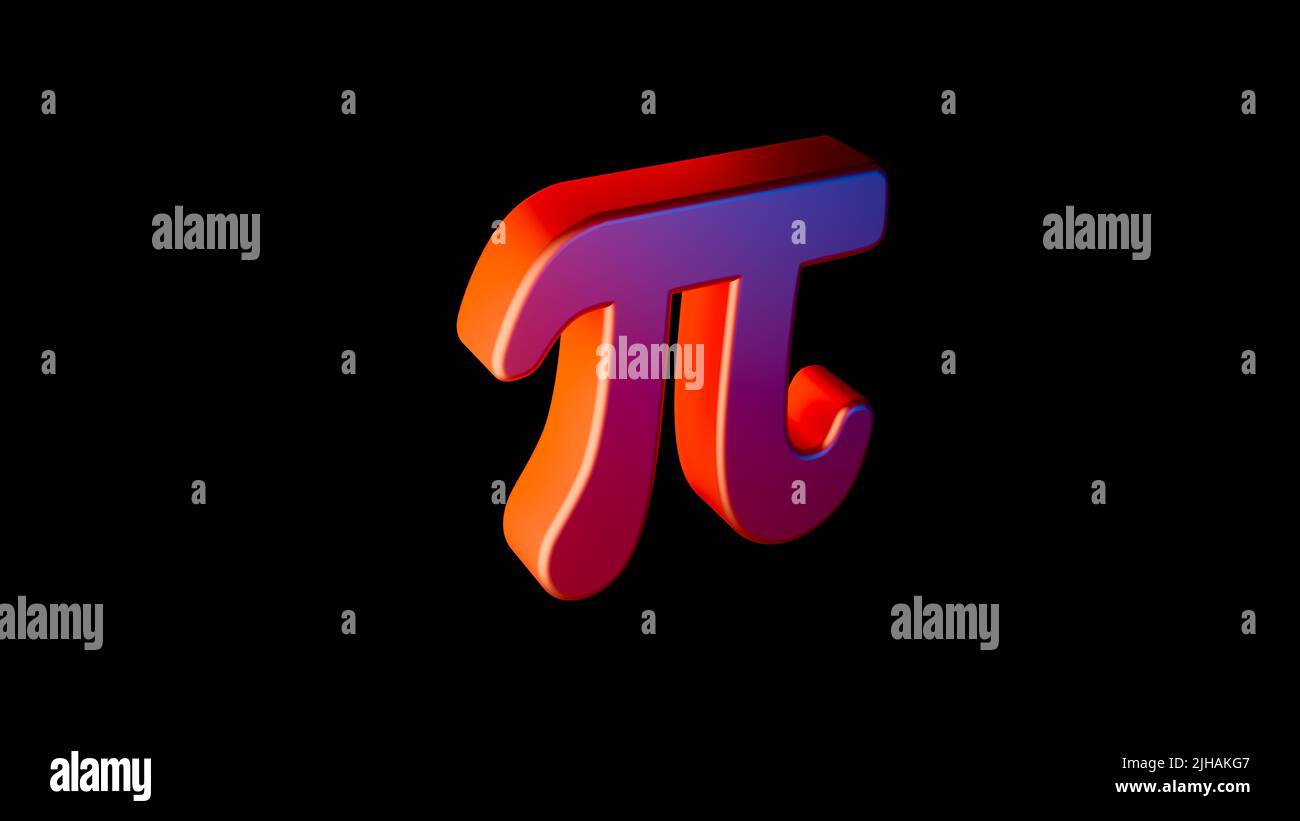 Glossy, colorful 3D pi symbol on black background Stock Photo - Alamy
