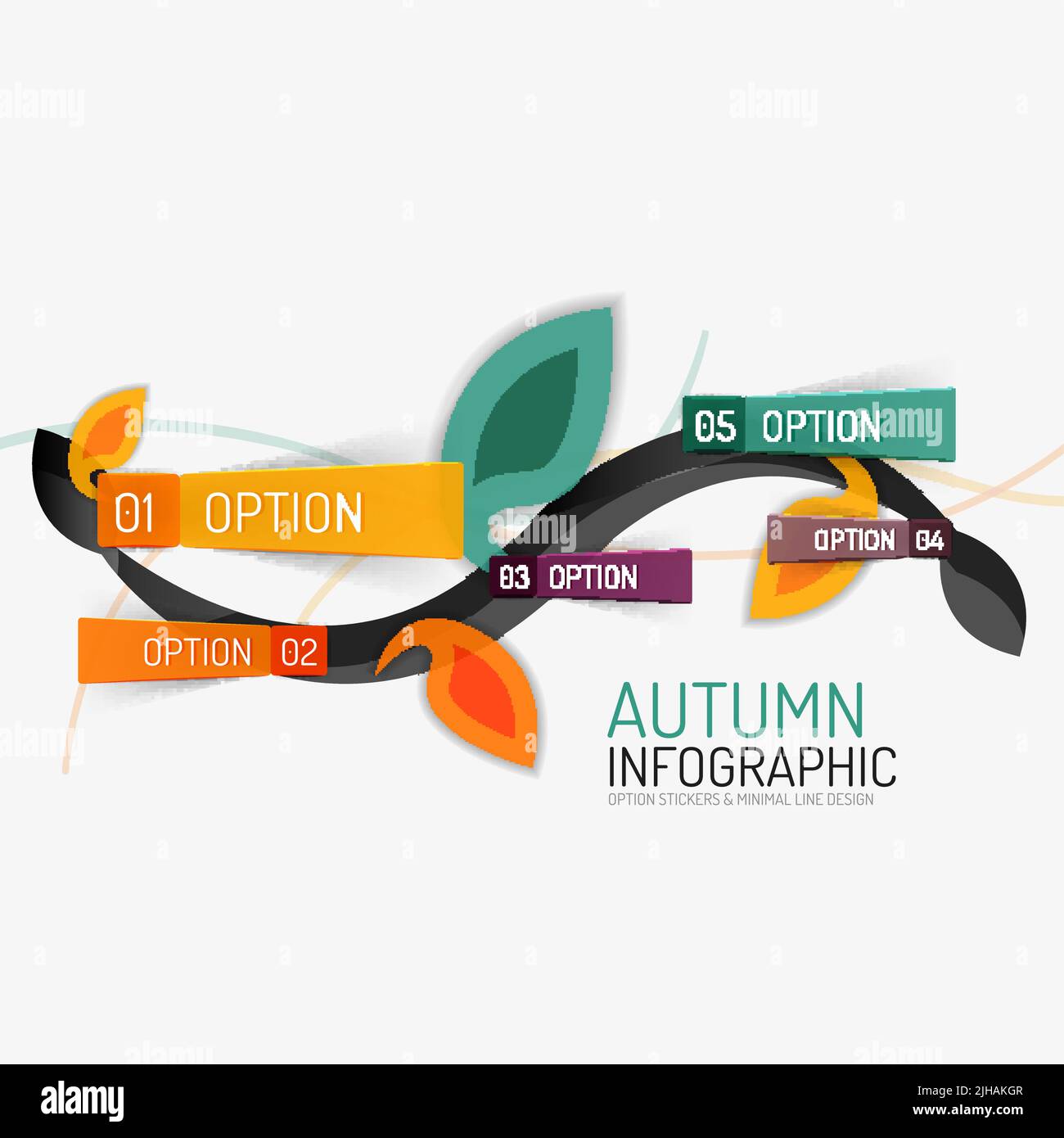 Vector floral design swirl autumn infographic report, banner with ...