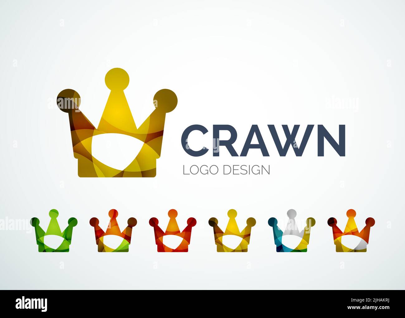 Abstract crown logo design made of color pieces - various geometric ...