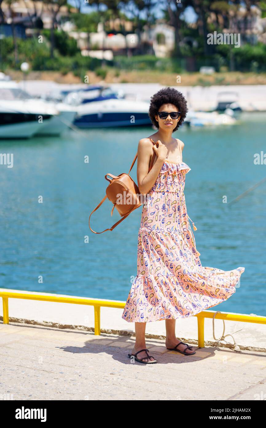 Woman windy day dress hi-res stock photography and images - Alamy