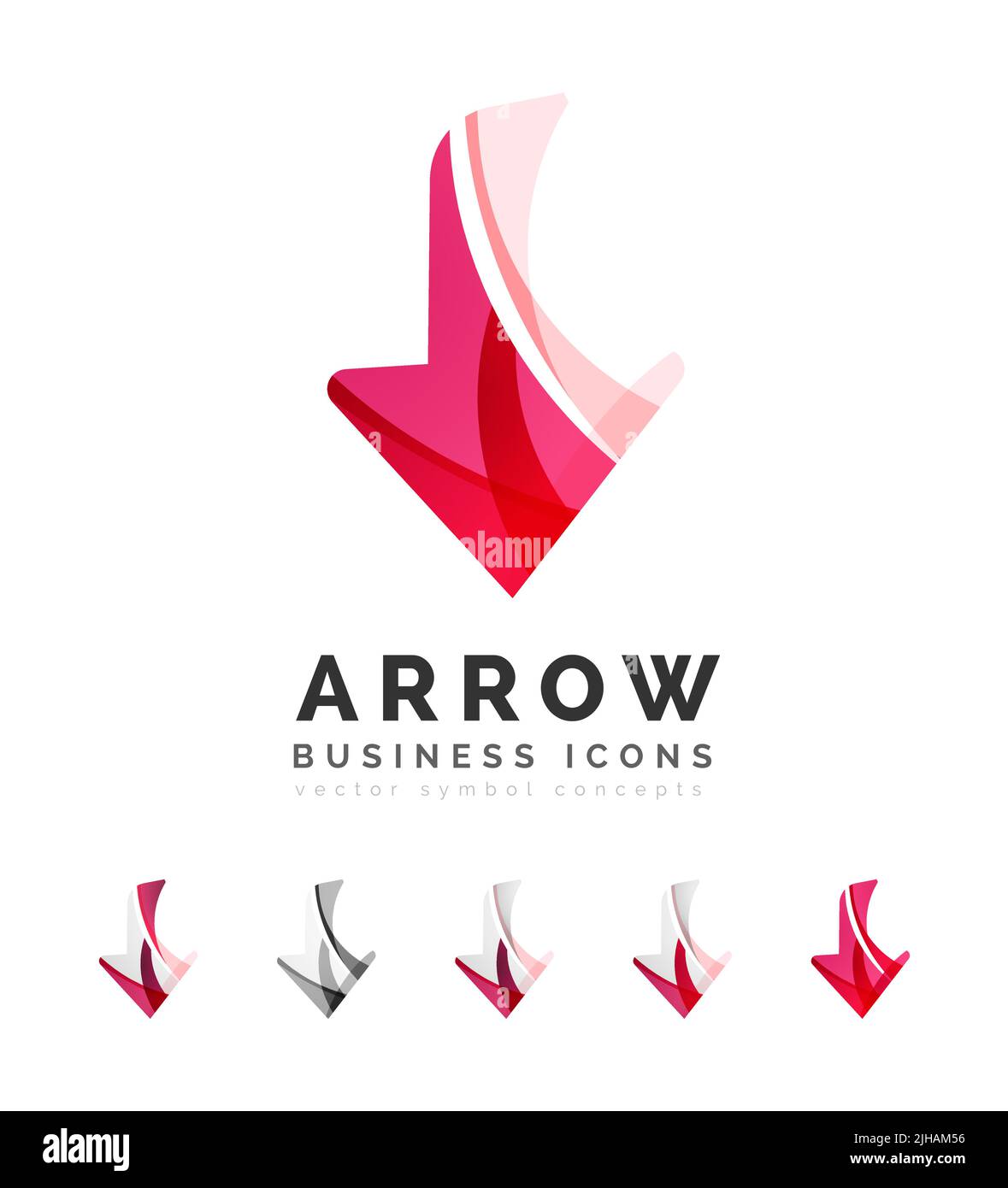 Set of arrow logo business icons. Created with overlapping colorful ...