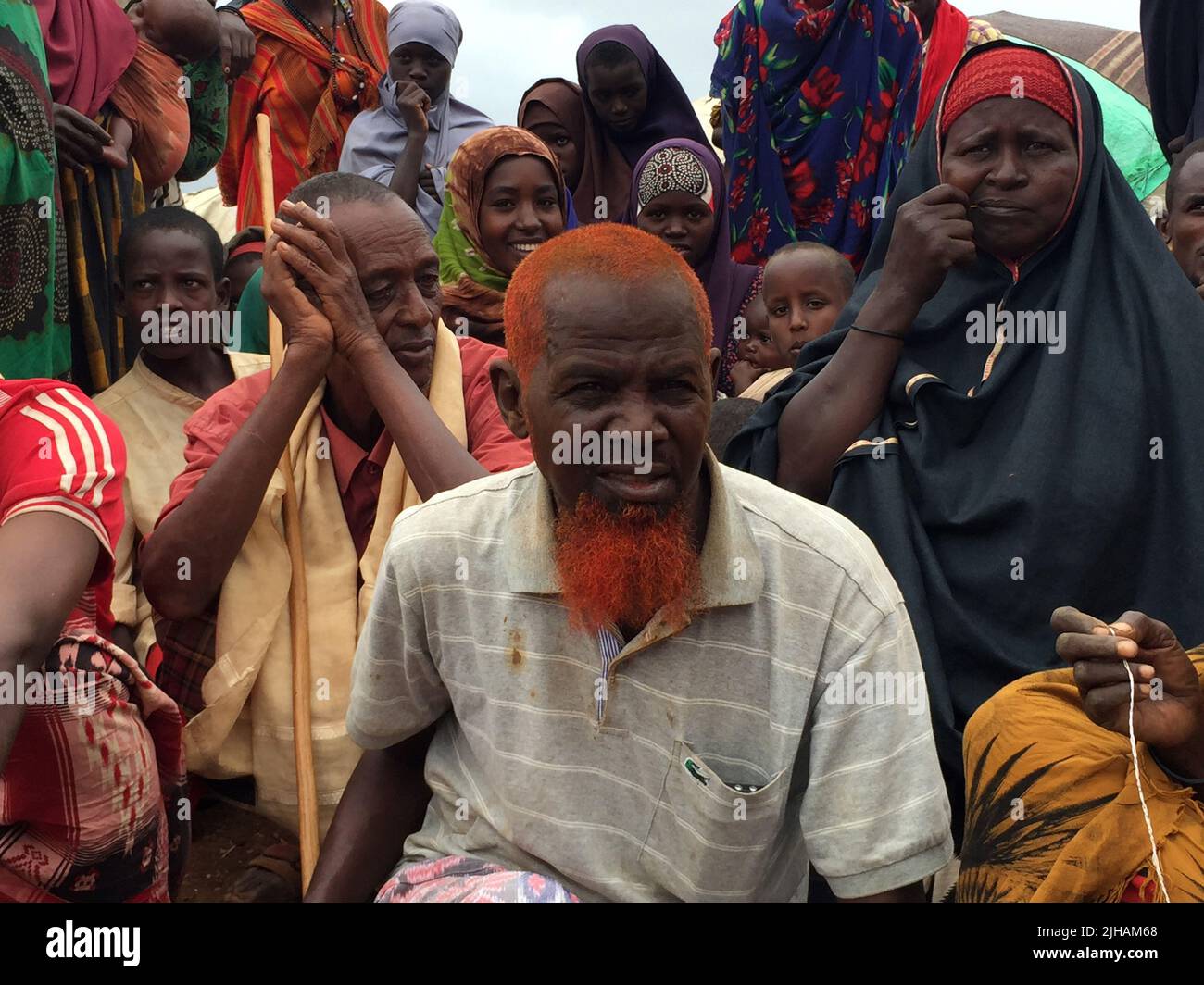 Baidoa, Somalia. 28th June, 2022. Farah Mohamed (with red beard), at 77 ...