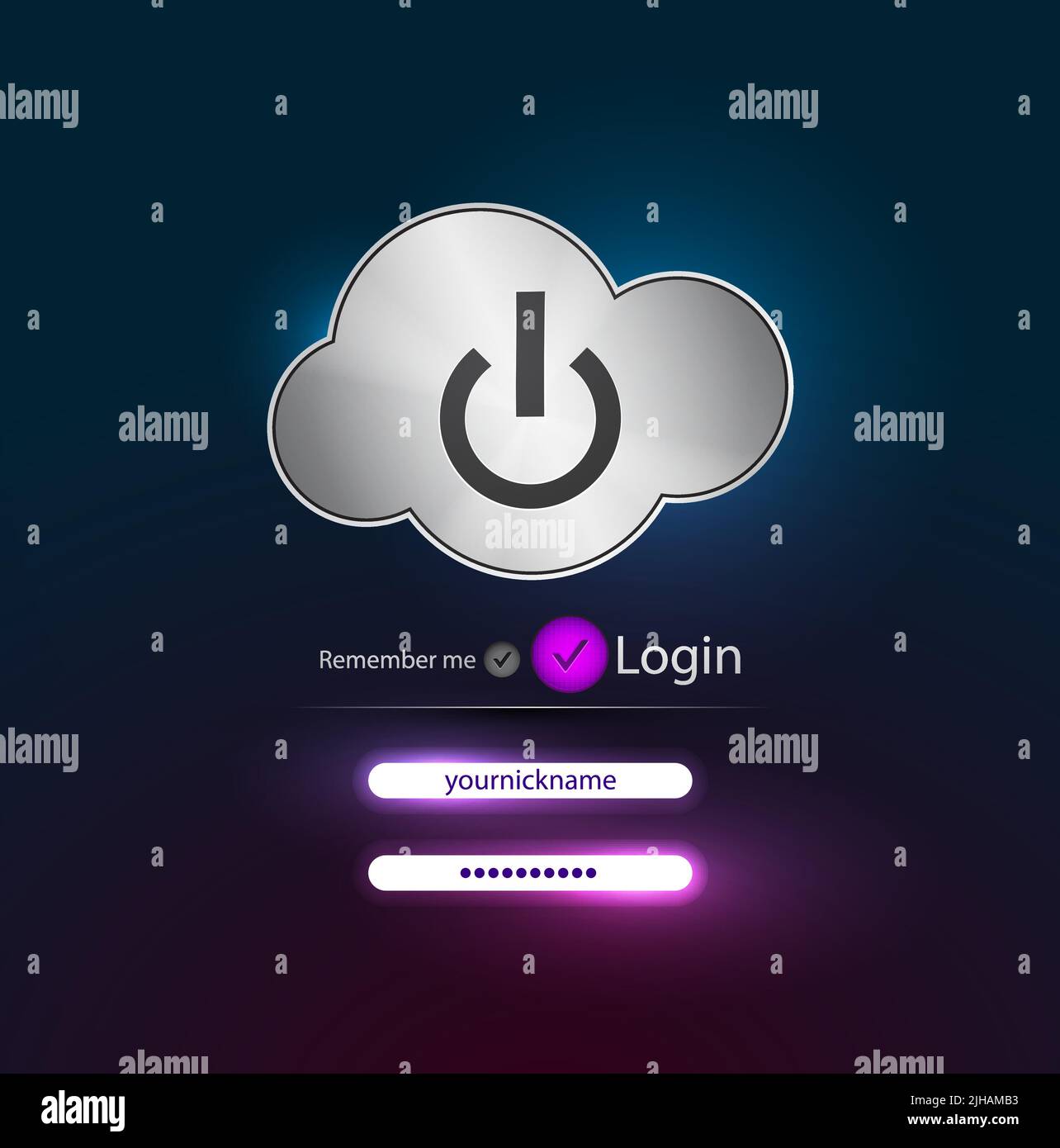 Technology background. Login page with power button Stock Vector Image ...