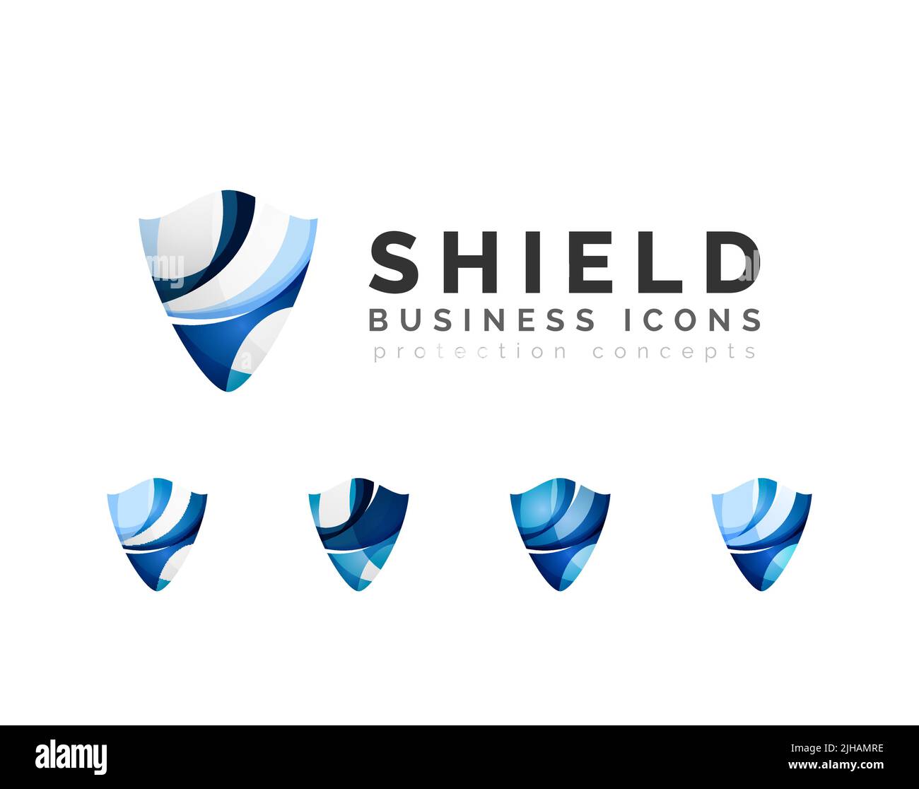 Set of protection shield logo concepts. Color flowing wave design icons on white Stock Vector ...