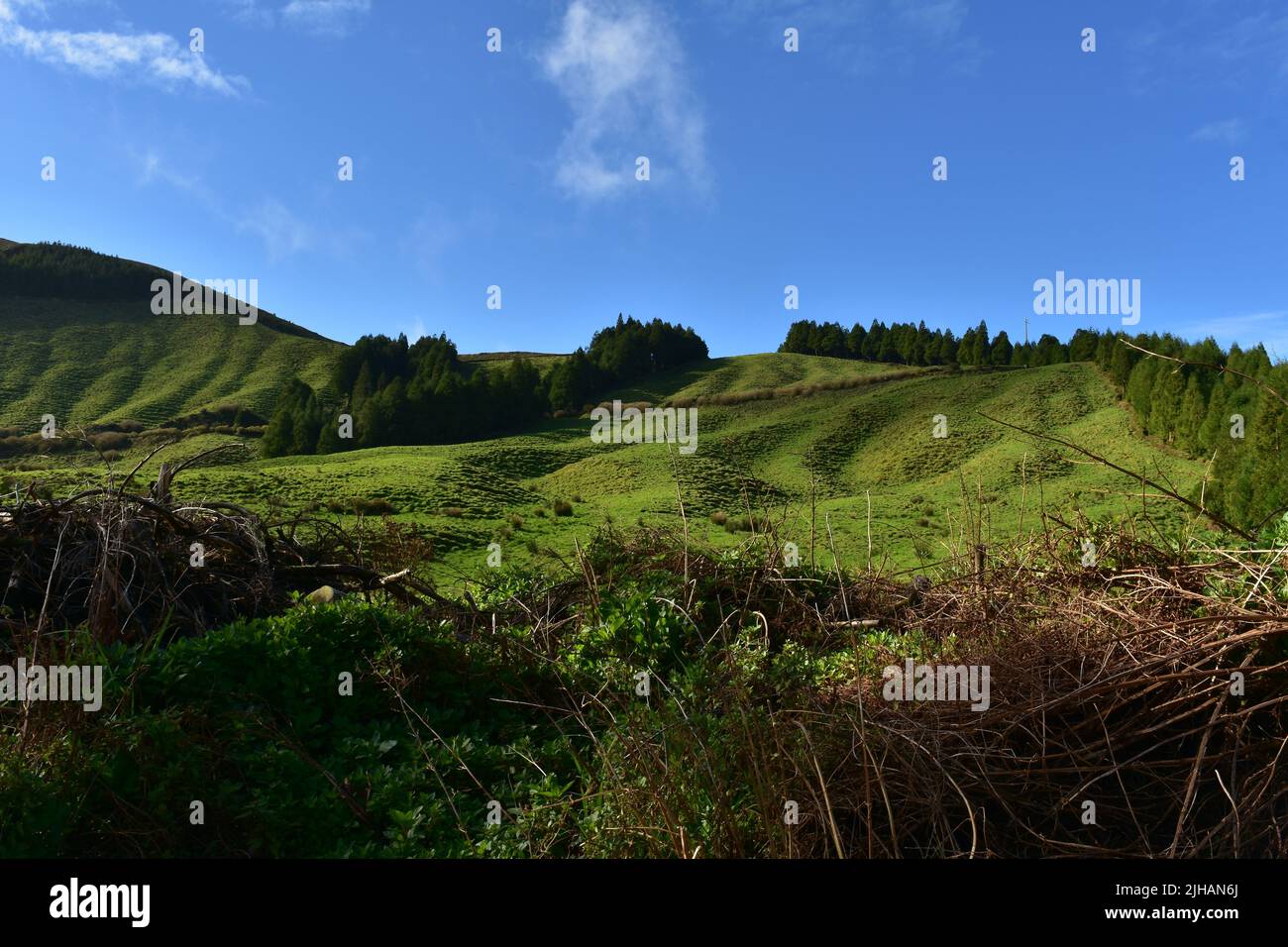 Gorgeous scenic landscape vista of Sete Cidades on Sao Miguel in the ...