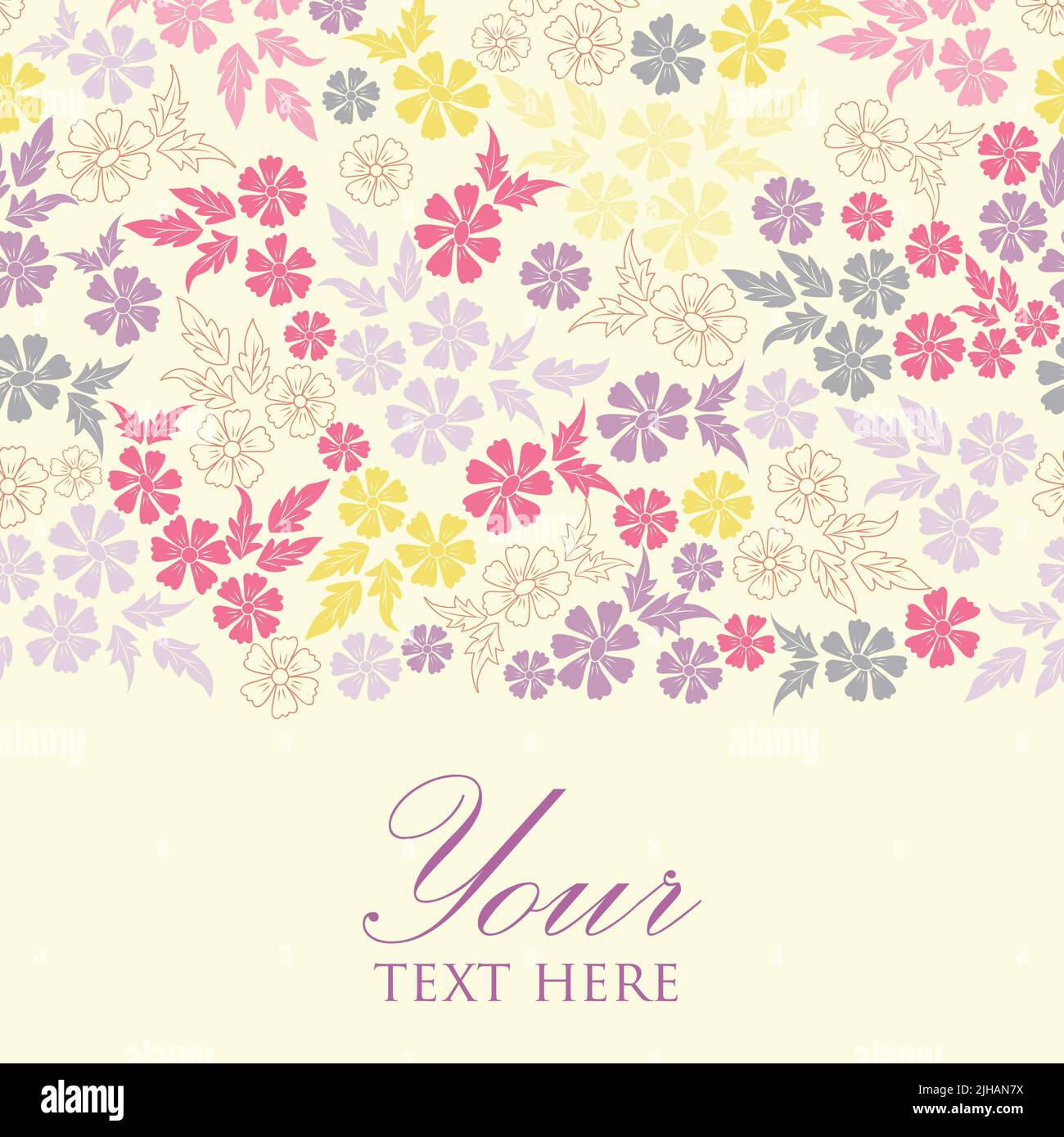 Colourful flower bouquets on light vector seamless horizontal stripe ...