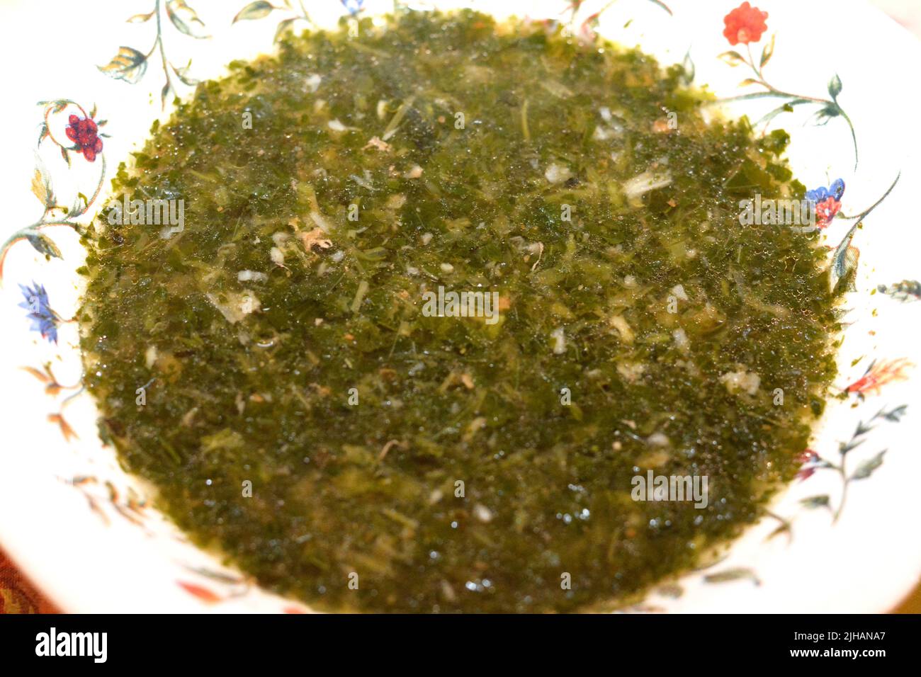 Arabic cuisine of Egyptian traditional dish (Molokhya or Molokhia) that ...