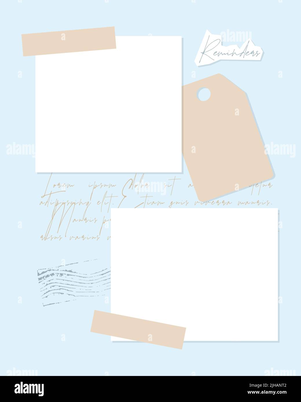 Reminder blue collage vintage template for note, to-do list, reminder ...