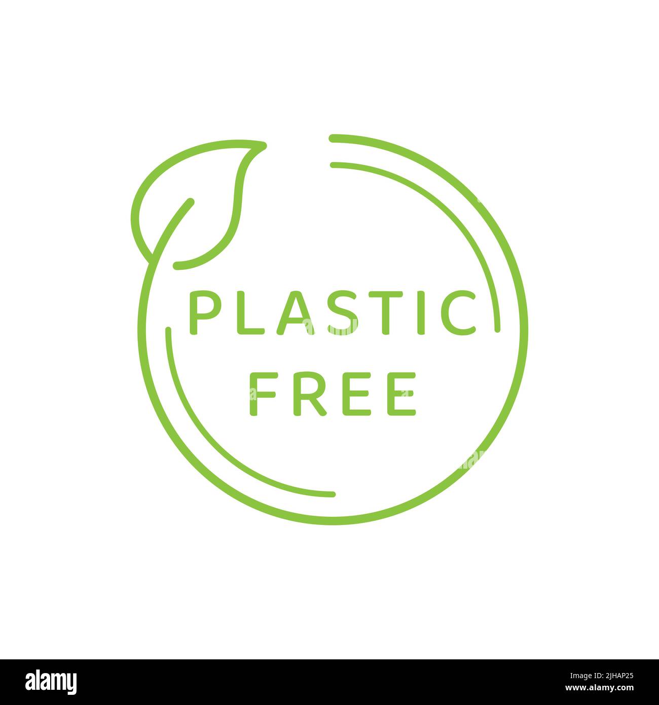 Plastic free line vector label. Environment friendly tag with leaf ...