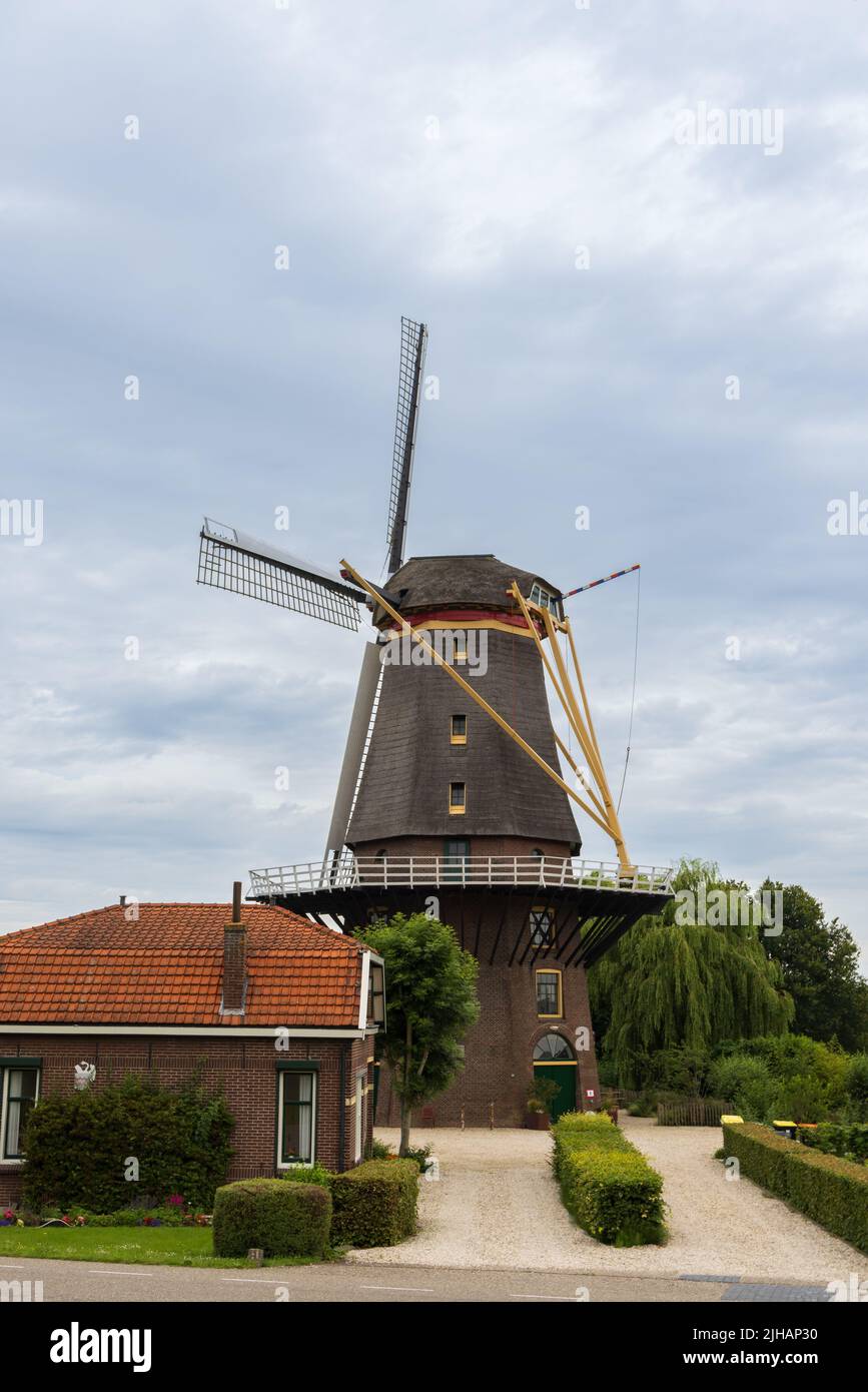 Windmill of Arkel a small village in Molenlanden in South-Holland in ...
