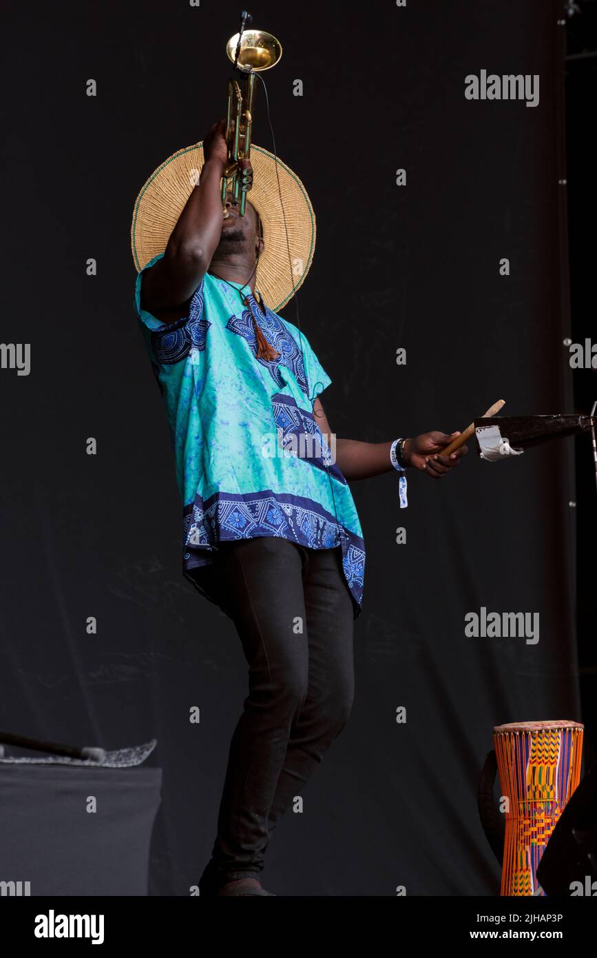 Pori, Finland. 16th July 2022. Alogte Oho & his Sounds of Joy perform ...