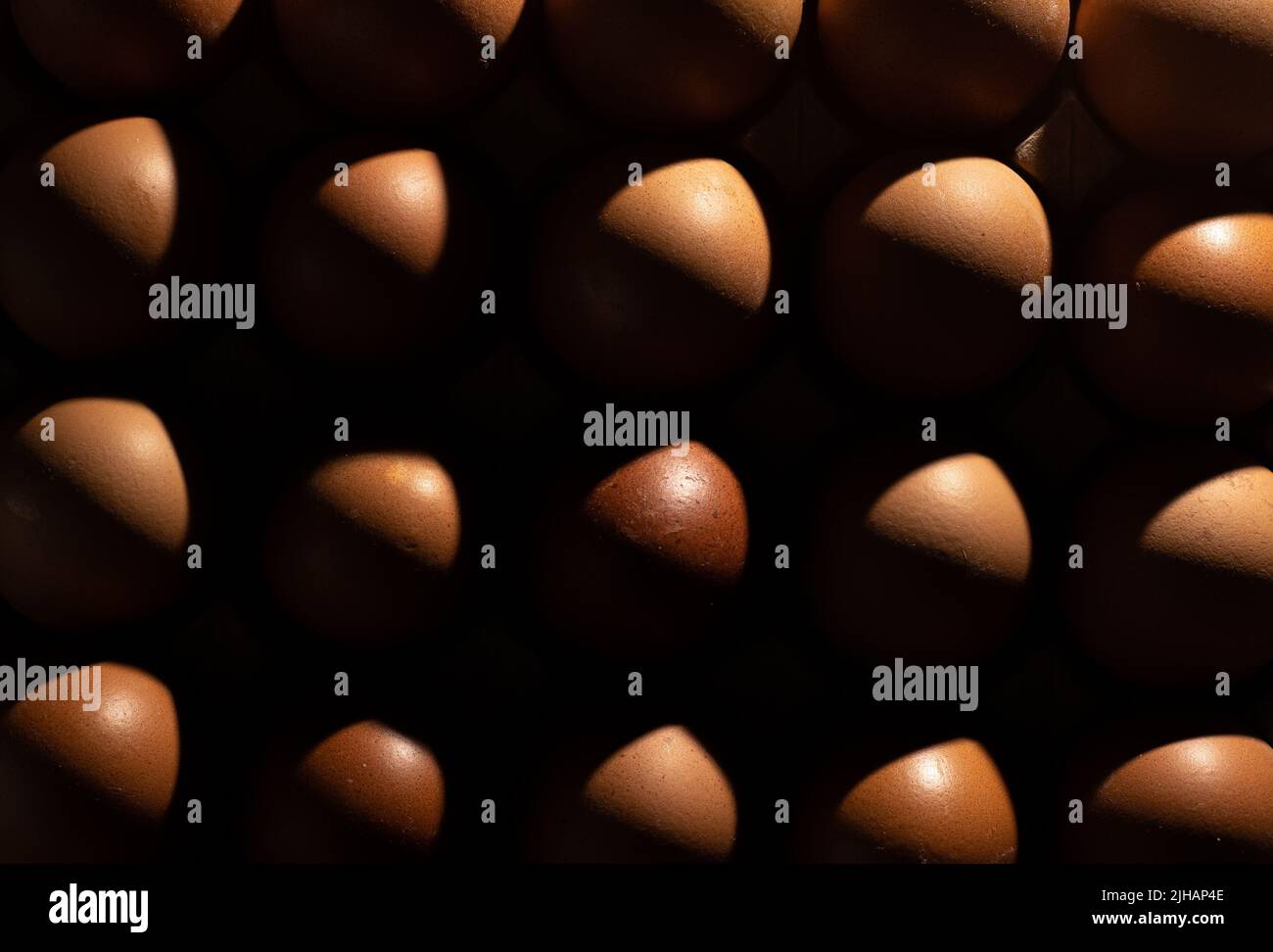 Egg background. Brown eggs in a tray. Protein food. Eco organic. Minimalism concept. Chicken ...