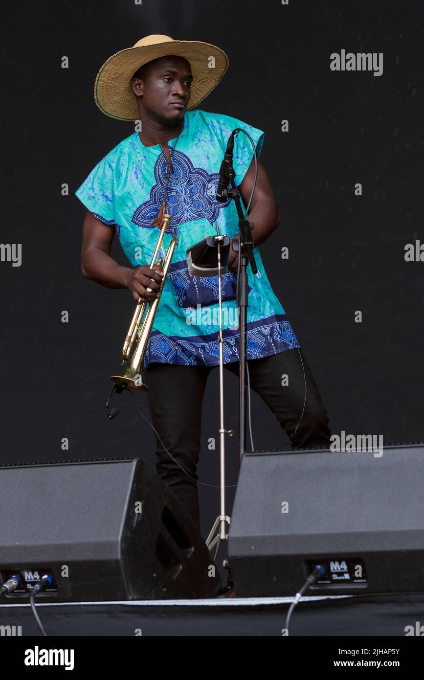 Pori, Finland. 16th July 2022. Alogte Oho & his Sounds of Joy perform ...