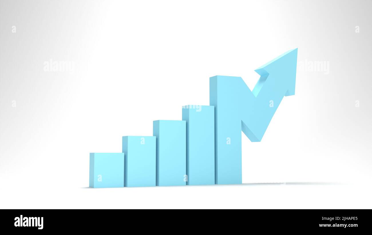3d illustration, The Business Growth with chart rising arrow isolated ...