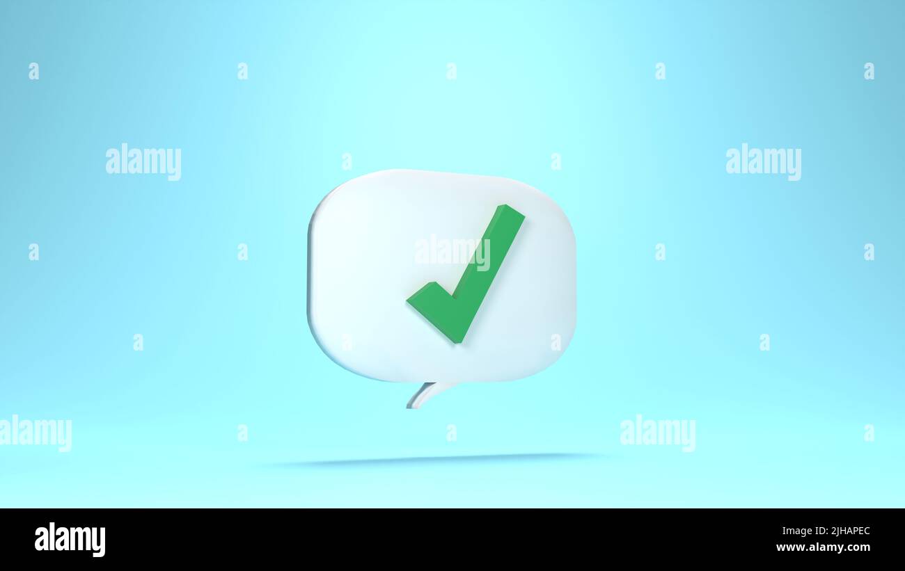 3d illustration, The Business pop up check mark notification Stock ...
