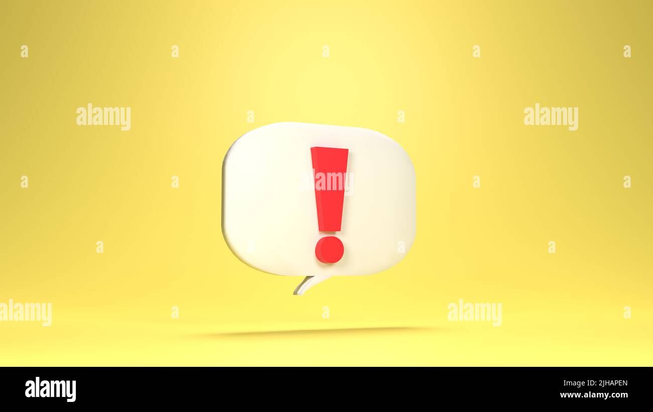 3d illustration, The Business pop up exclamation mark notification ...