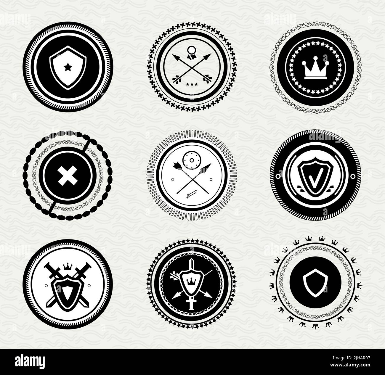 Vintage retro protect shields, cold steel and badges and labels. Vector ...