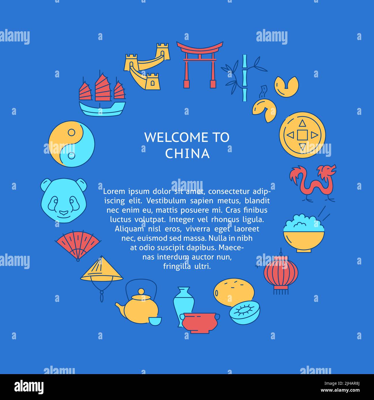 Welcome to China round banner with place for text. Chinese traditional ...