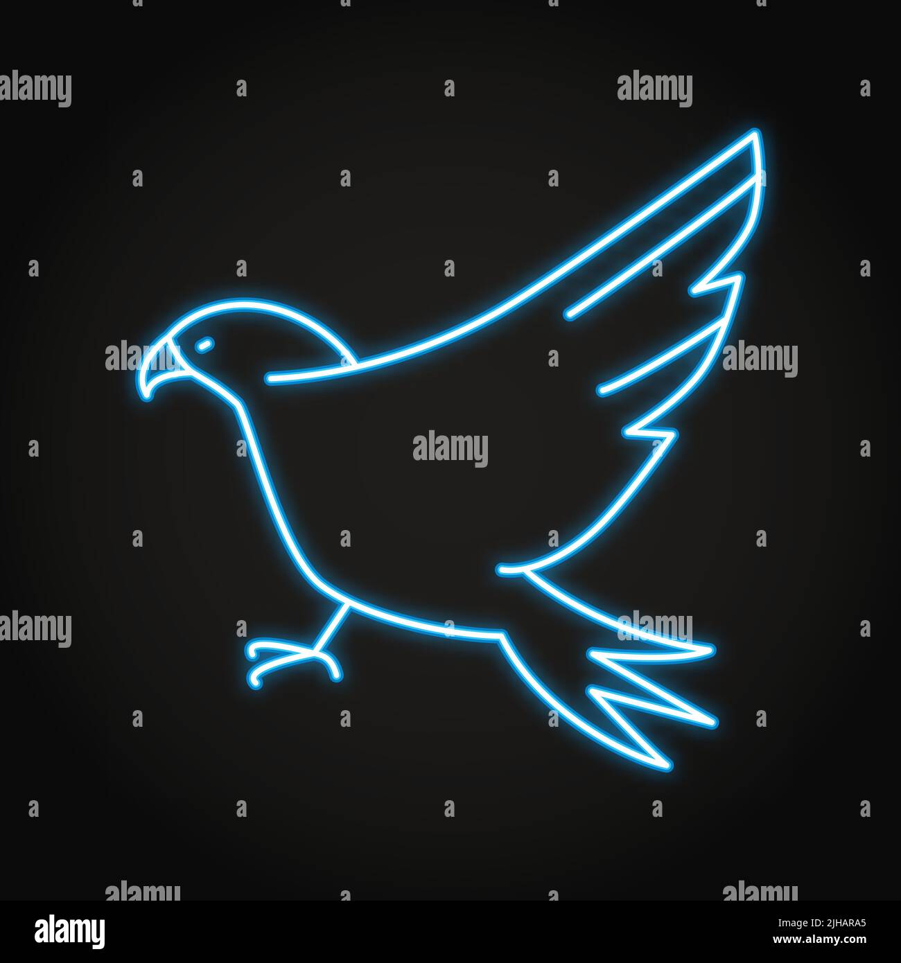 Hawk neon icon in line style. Predator bird symbol. Vector illustration ...