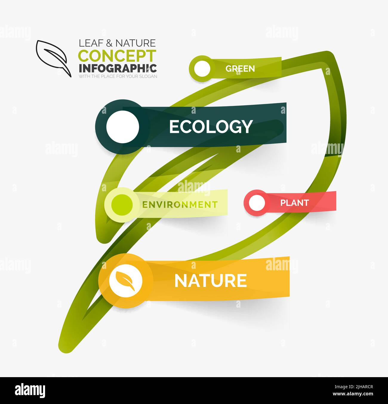 Eco leaf infographic concept. Modern flat line art icon design with ...