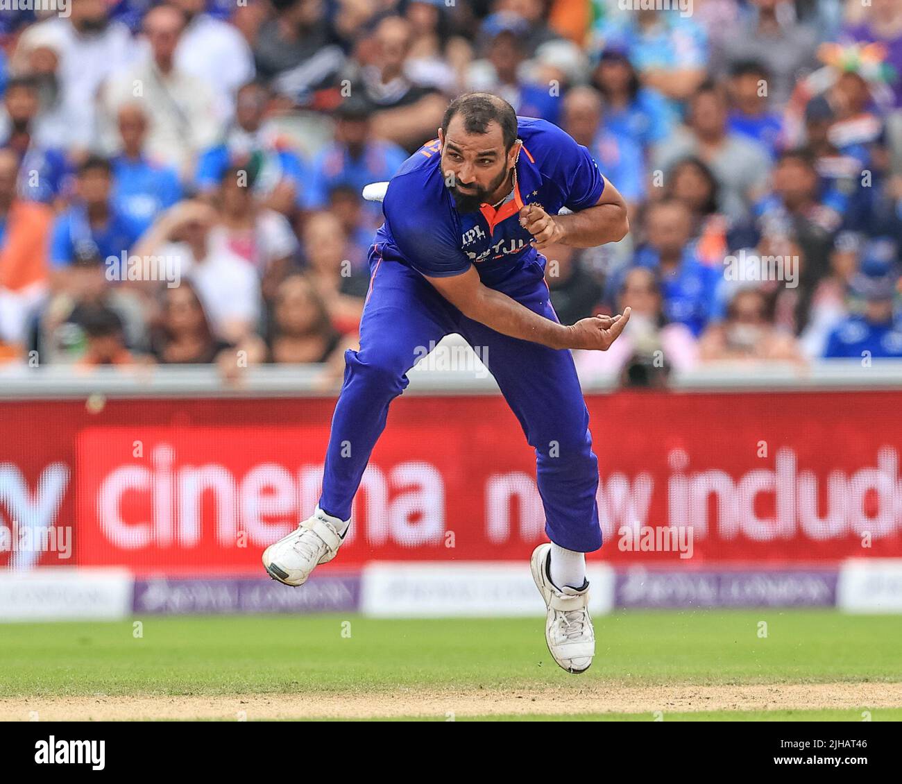 Mohammed Shami of India delivers the ball in Manchester, United Kingdom ...