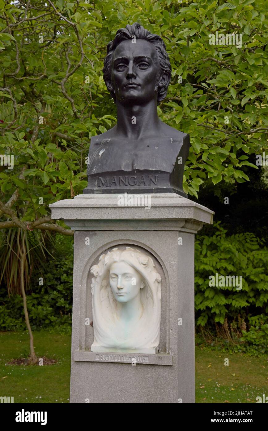 A bust memorial statute to James Clarence Mangan, Irish poet, St Stephen's Green, Dublin ...