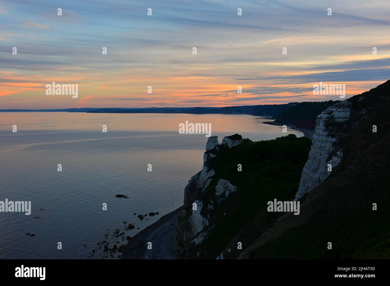 Devon Coast Sunset Branscombe to Exmouth Stock Photo - Alamy