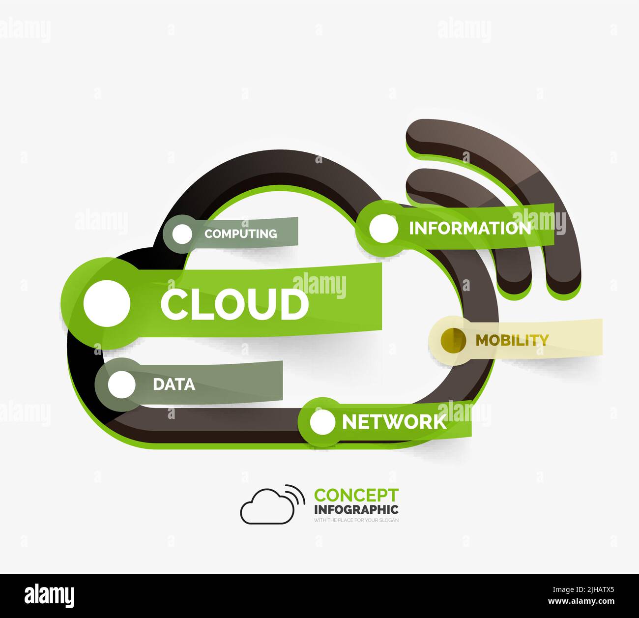 Vector Cloud Storage Icon Infographic Concept Modern Flat Line Art Icon Design With Cloud Tags