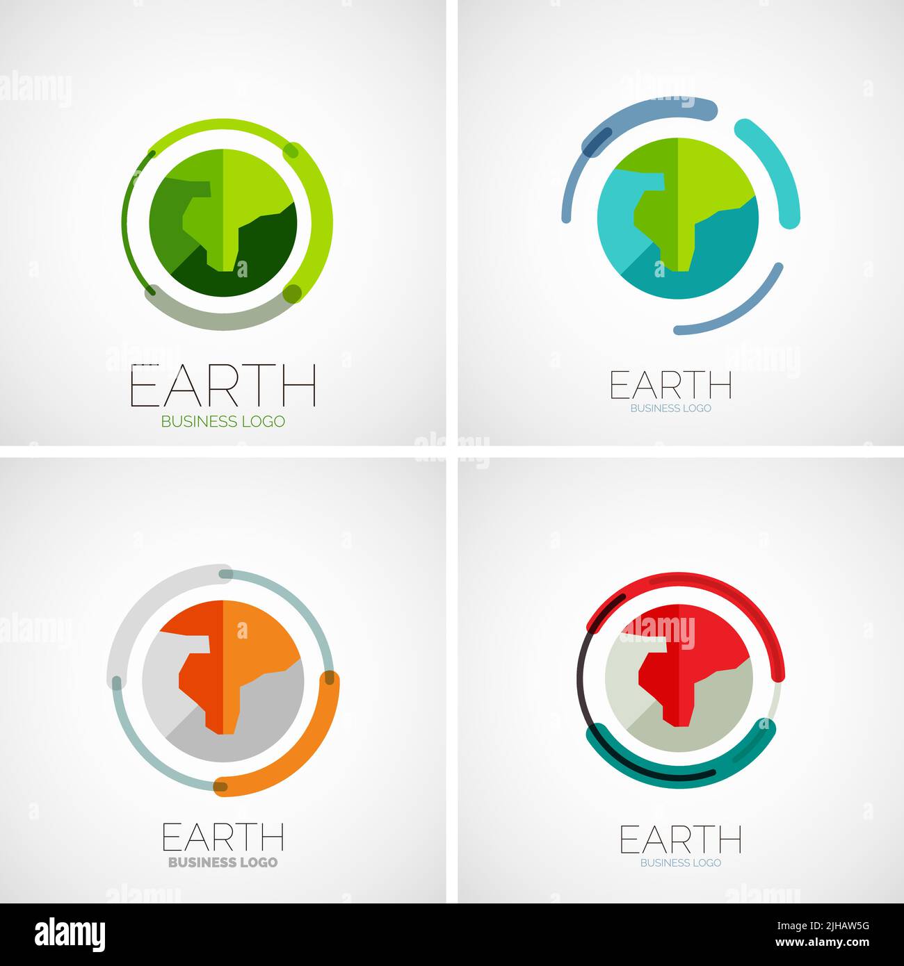 Earth company logo design, business abstract concept in circle, flat ...
