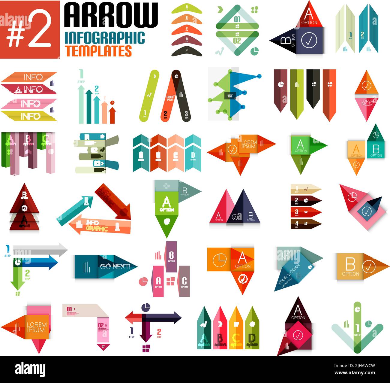 Huge set of arrow infographic templates #2 for business background ...