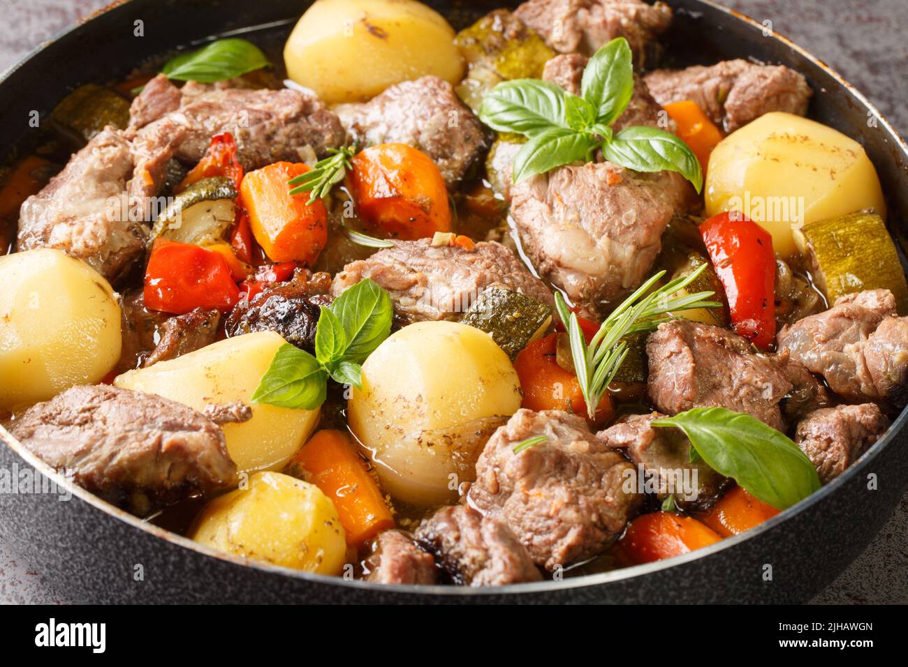 Tasty Peka Meat and vegetables in the traditional Balkan, Serbian ...