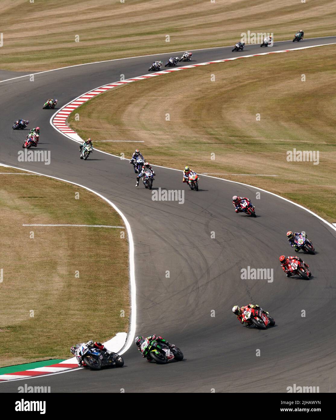 BMW Motorrad WorldSBK Team's Scott Redding leads the pack in the Super ...