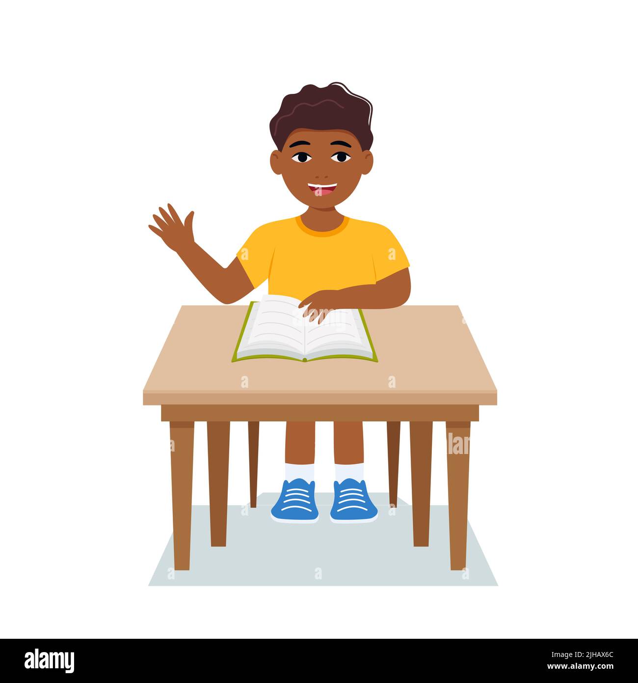 Boys are writing, kids doing homework, maths at home. Cartoon cute ...