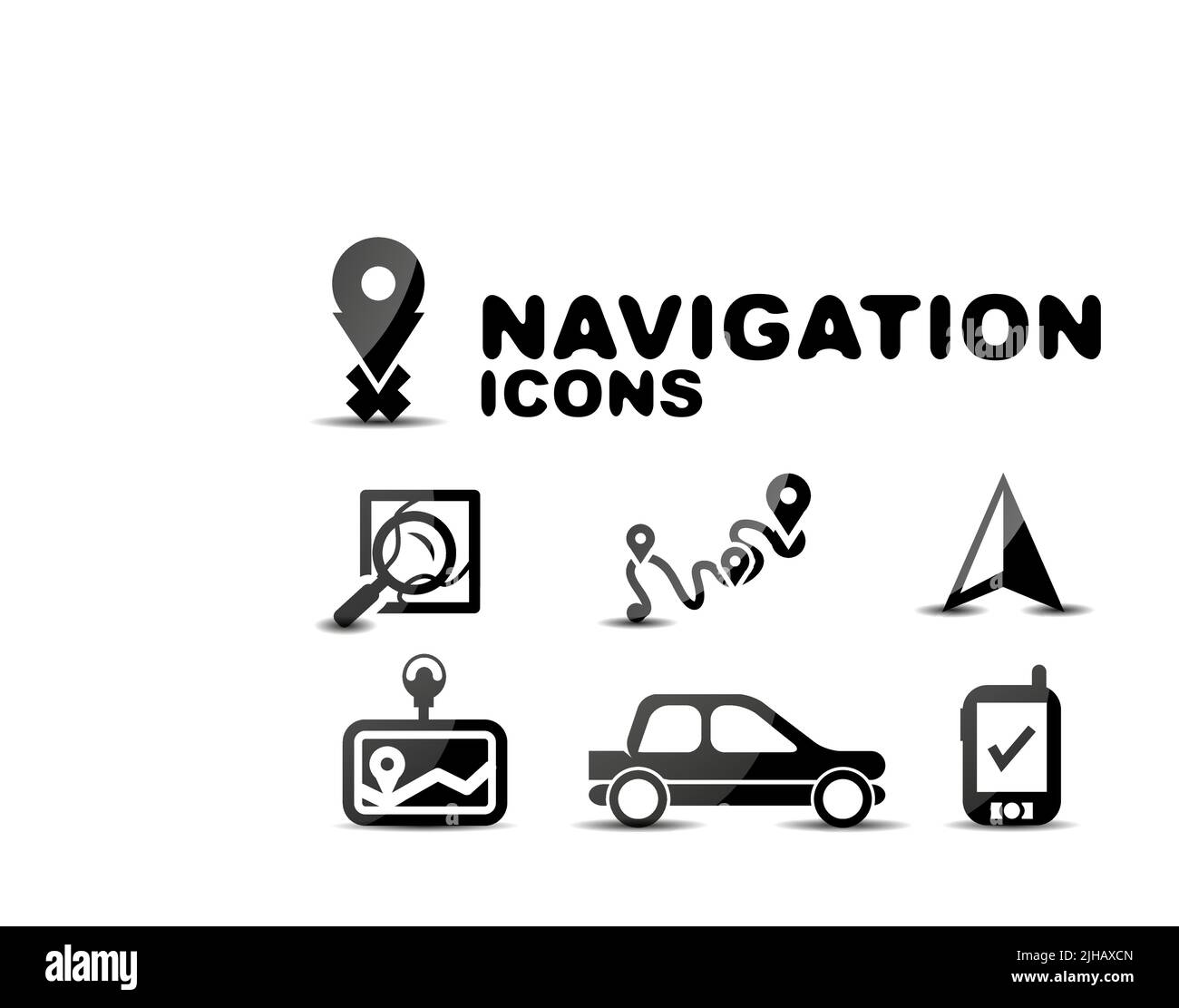 Navigation glossy black icon set. Illustration Stock Vector Image & Art ...