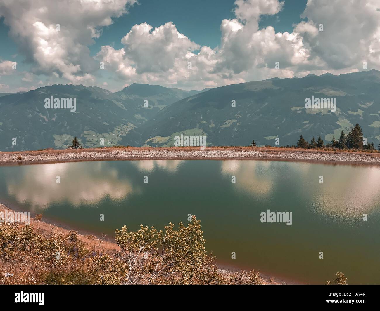 Huge mountain blue lake. Untouched wildlife of Europe. Majestic ...