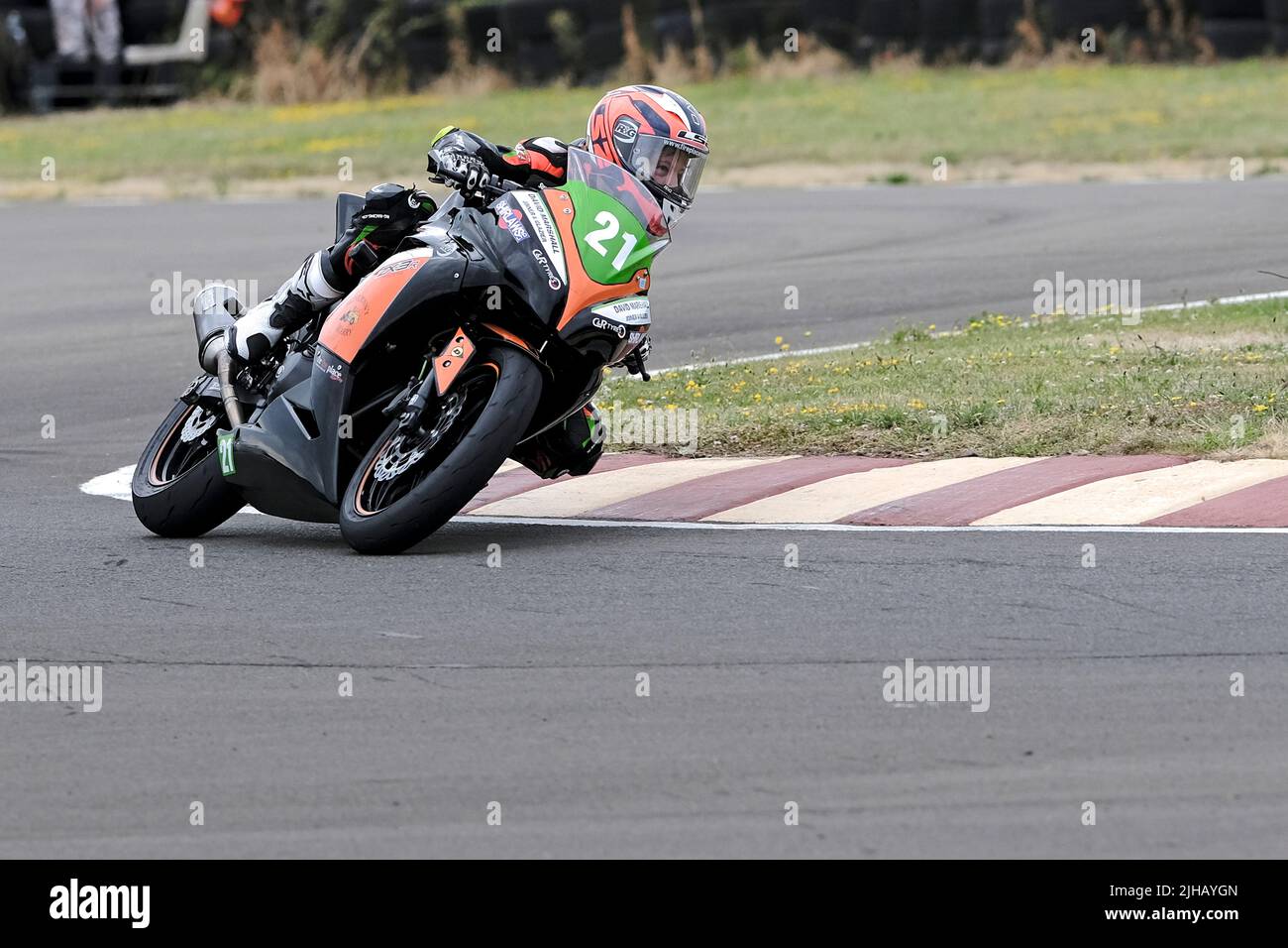 East Fortune, UK. , . (21) Troy Jeffrey, riding a Kawasaki 300, from ...