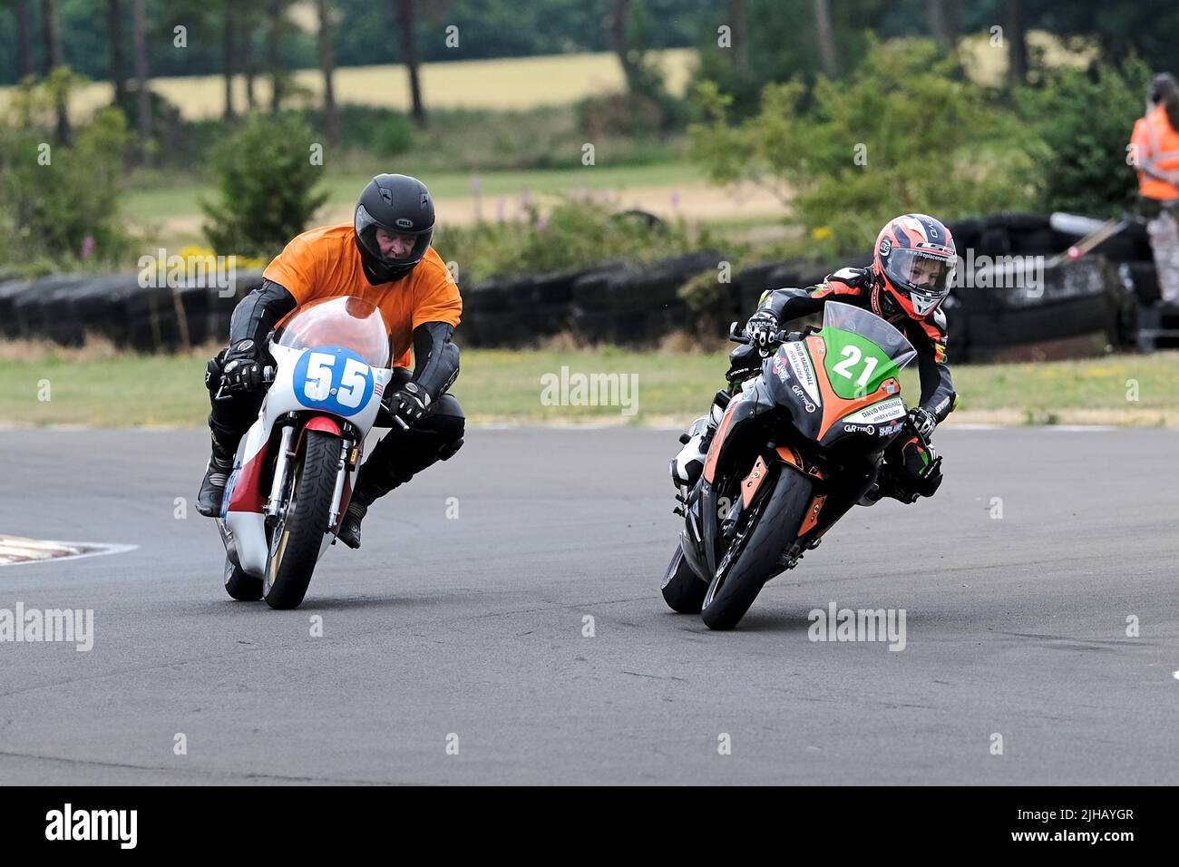 East Fortune, UK. , . (21) Troy Jeffrey, riding a Kawasaki 300, from ...